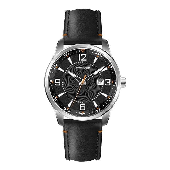 Classic Cool Quartz Steel Watch Factory Custom Textured Leather Strap ...